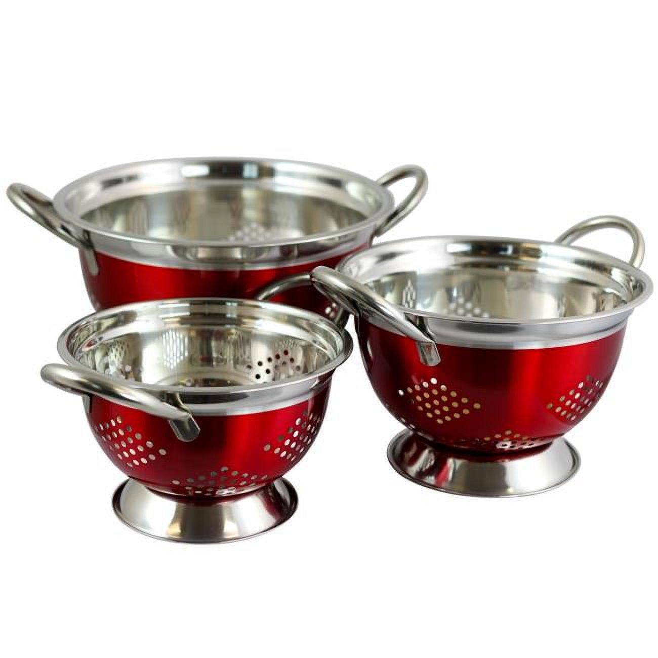 Metaline 3 Pack Round Asian Colander, Metallic Red - Walmart.com
