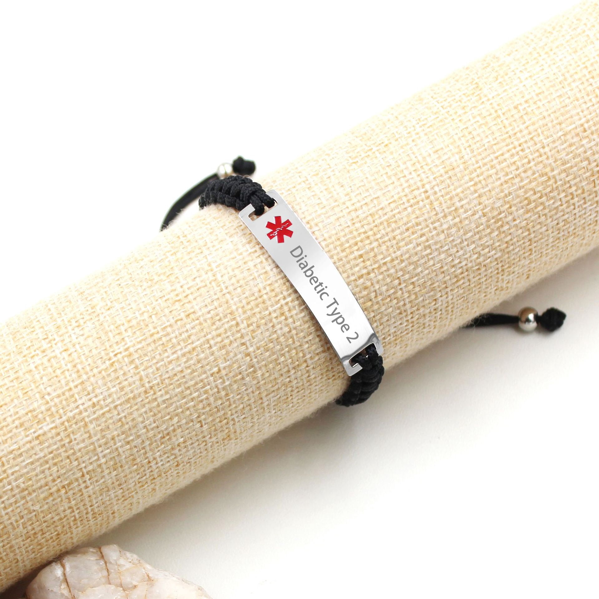Metaljc Braided Rope Medical Alert ID Bracelet for Men Women, Engraved ...