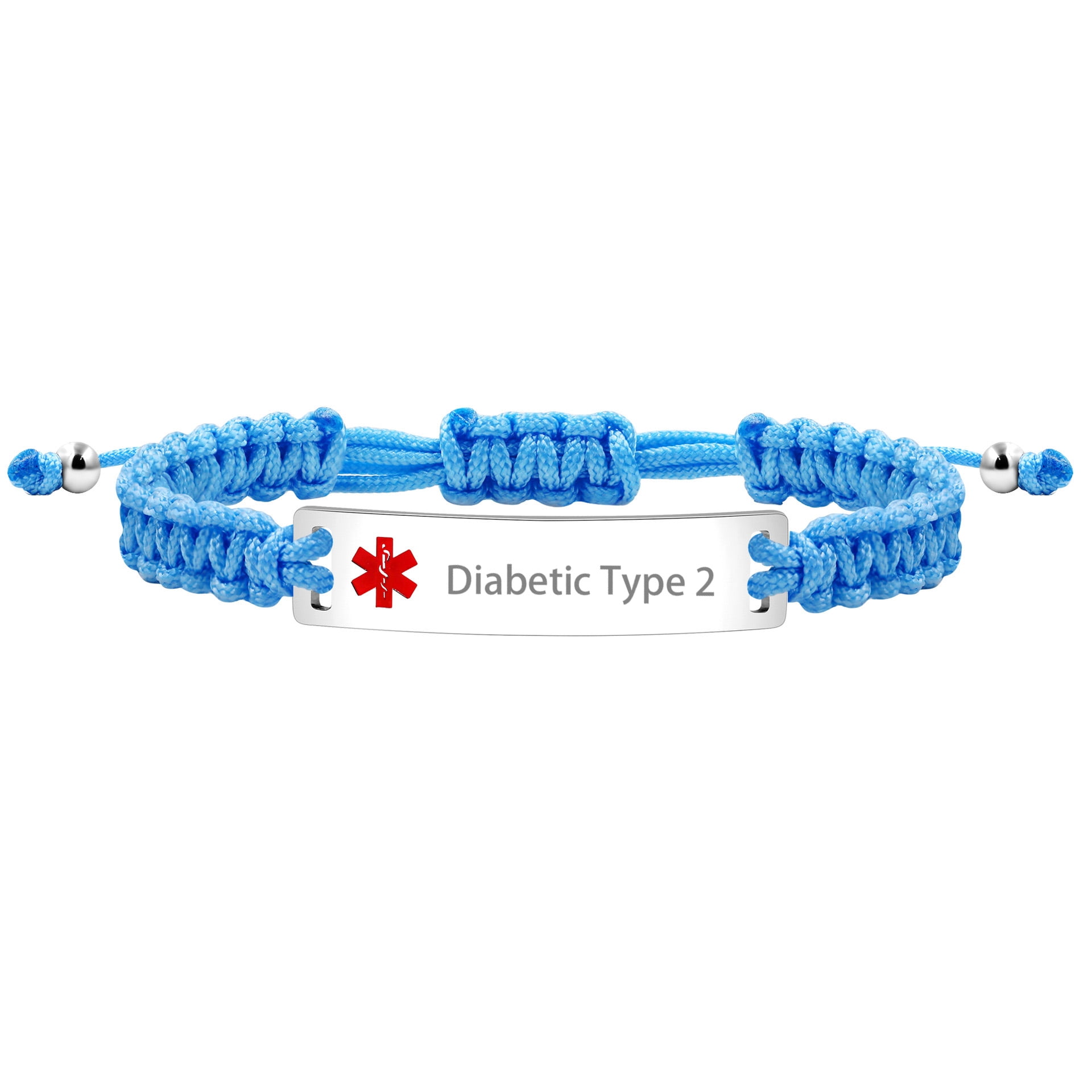 Metaljc Braided Rope Medical Alert ID Bracelet for Men Women, Engraved ...