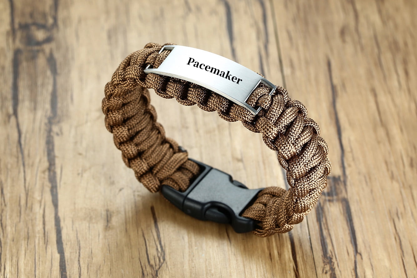 Metaljc Braided Rope Medical Alert ID Bracelet for Men Women, Engraved ...