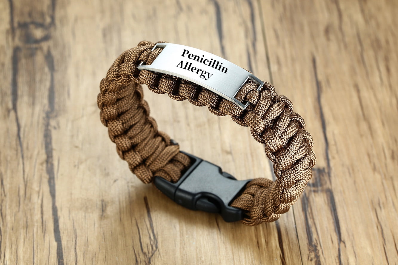 Metaljc Braided Rope Medical Alert ID Bracelet for Men Women, Engraved ...