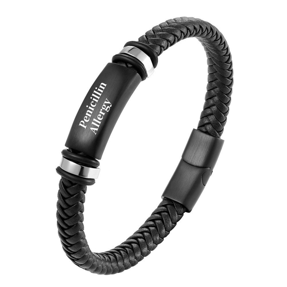 Metaljc Braided Rope Medical Alert ID Bracelet for Men Women, Engraved ...