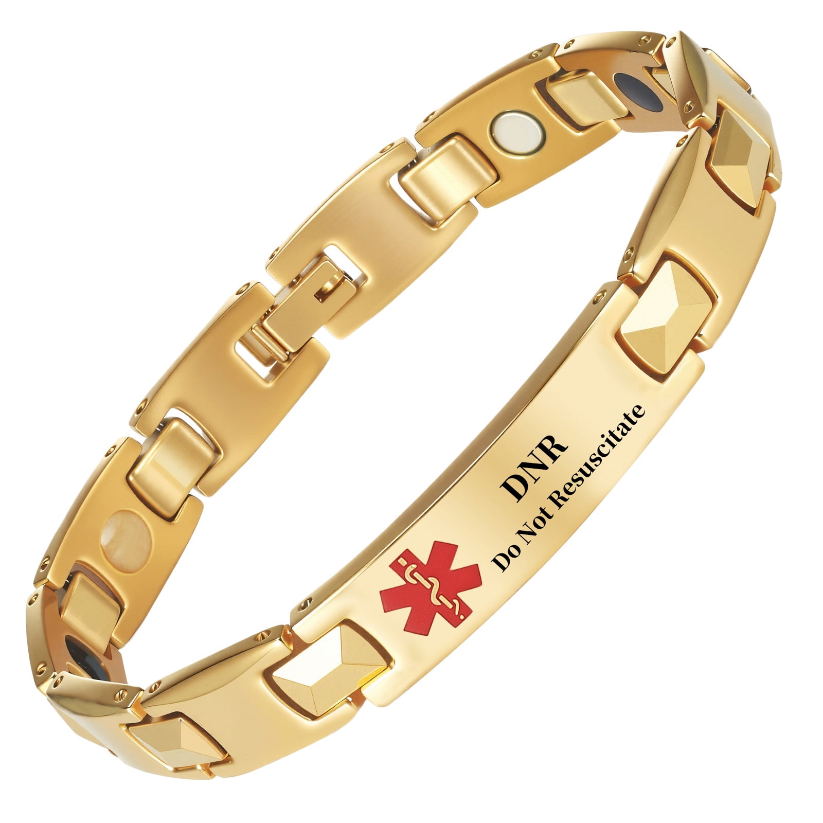 Metaljc Magnetic Titanium Medical Alert ID Bracelet for Women, Engraved DNR Do Not Resuscitate ...