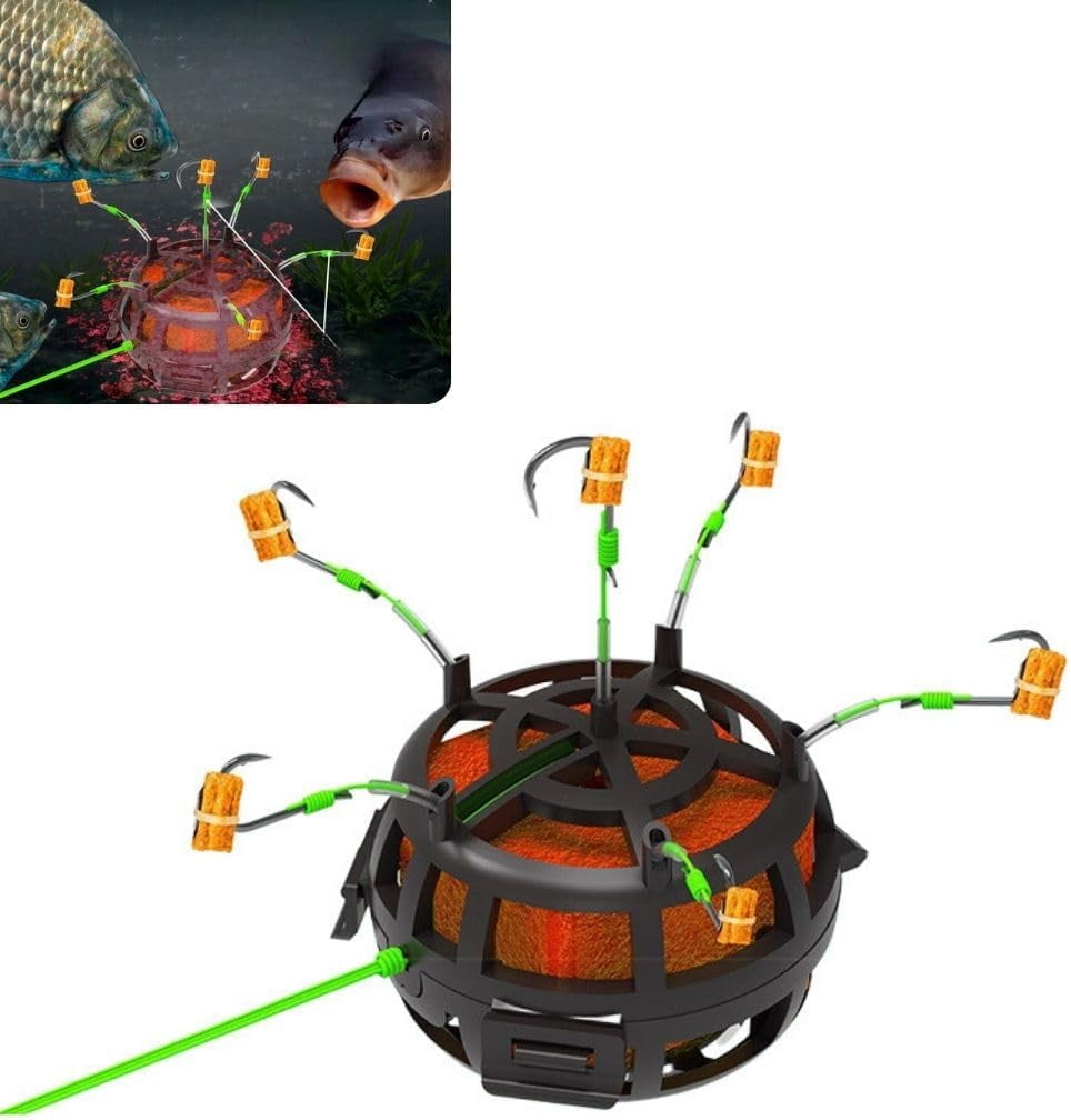 Metaljc Slide-in Rod Holster & Reverse Bottom 6-Hook Carp Feeder Rig W ...