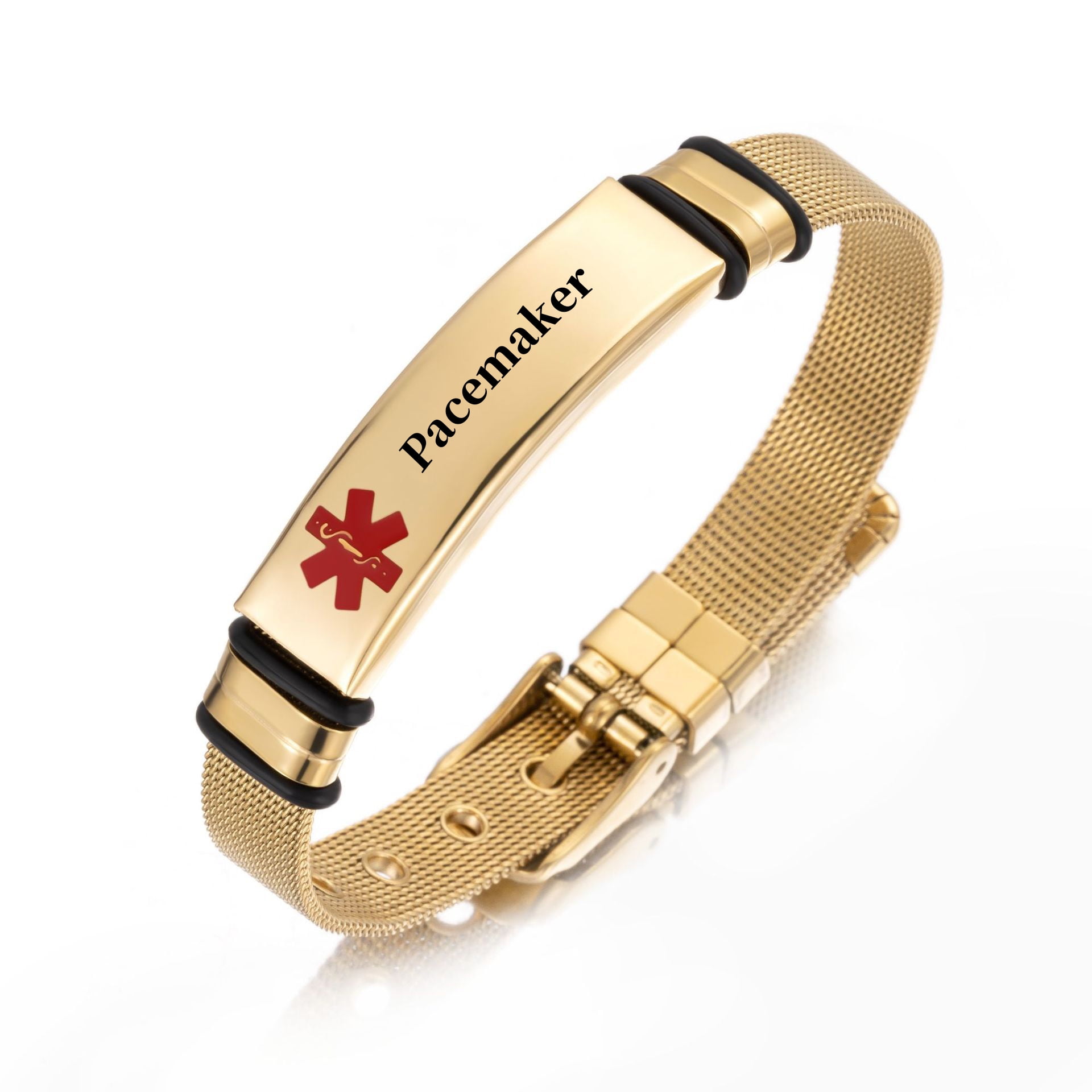 Metaljc Stainless Steel Medical Alert ID Bracelet for Men Women ...