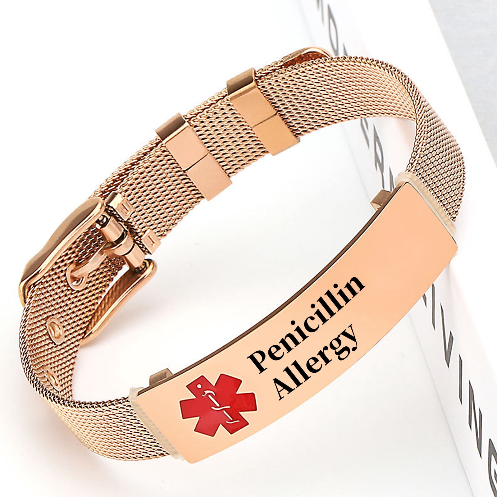 Metaljc Stainless Steel Medical Alert ID Bracelet for Men Women ...