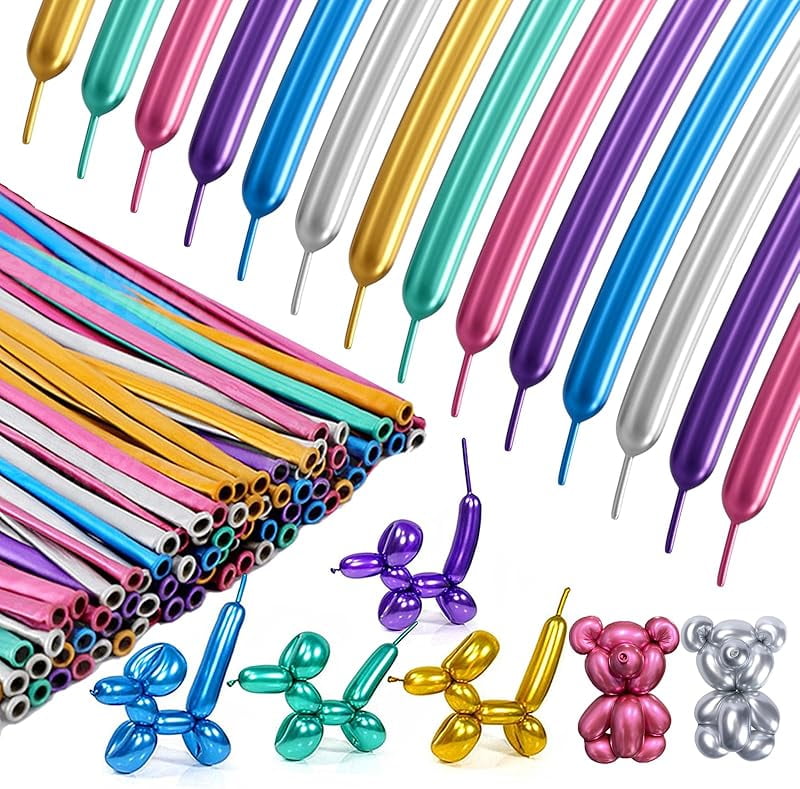Metallic 260 Balloons 80PCS Multicolored Latex Long Shiny Balloon to ...