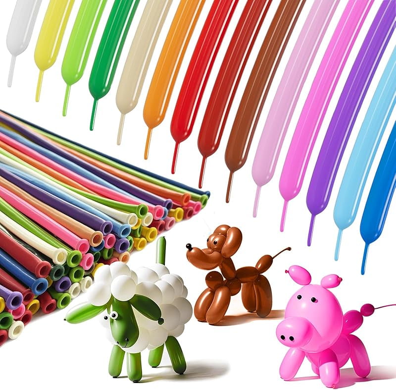 Metallic 260 Balloons 80PCS Multicolored Latex Long Shiny Balloon to ...
