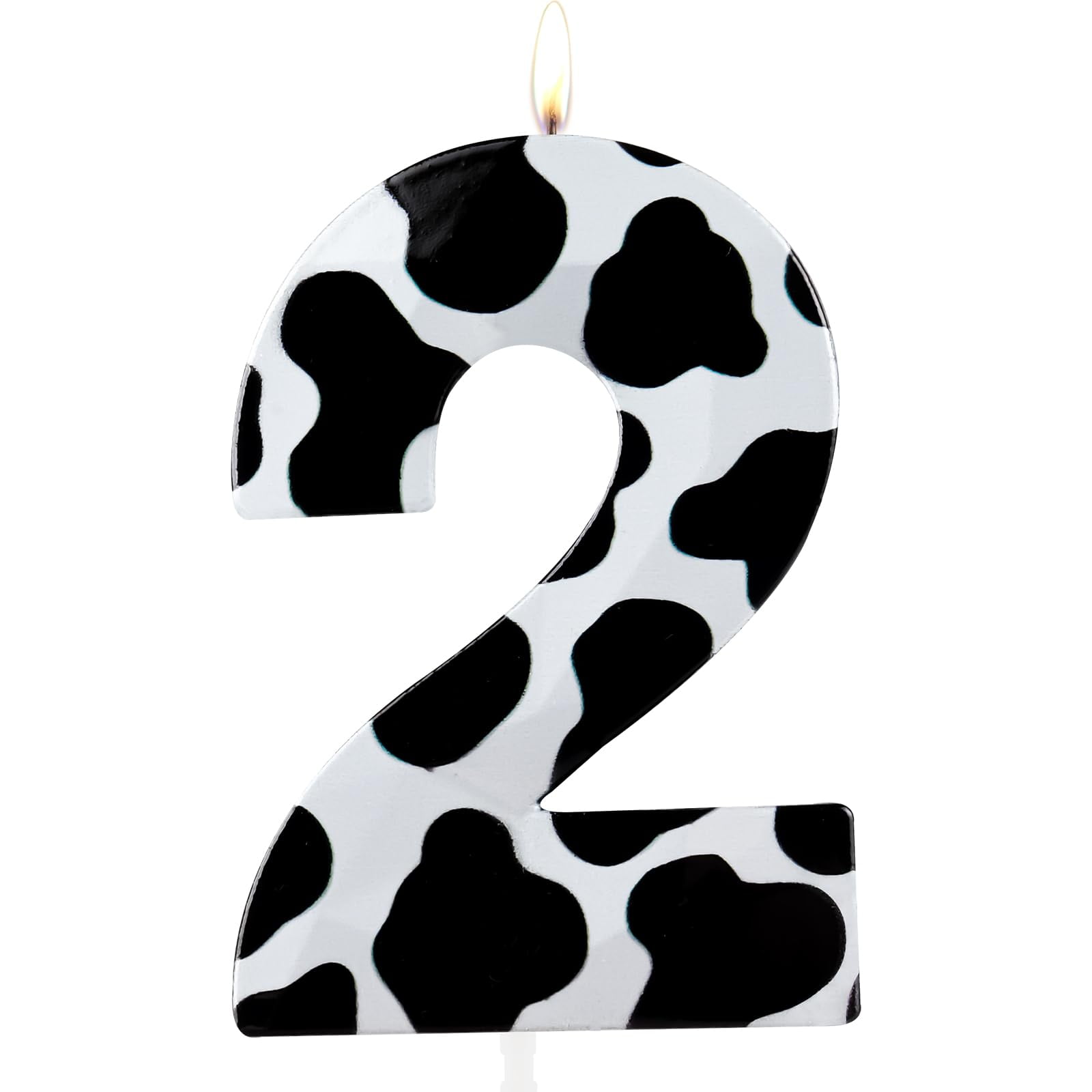 Metallic 3D Cow Number 2 Birthday Candle, Zoo Animal Farm Theme Cake ...