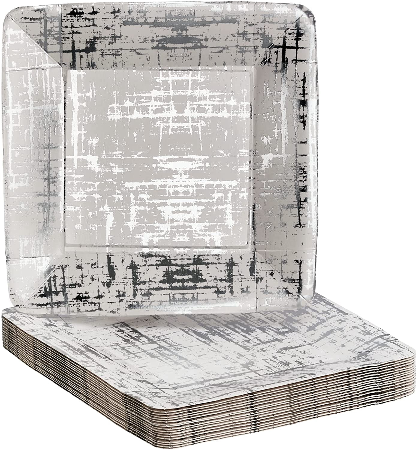 Metallic Abstract Design Square Disposable Paper Plates (18 Pc) Heavy ...