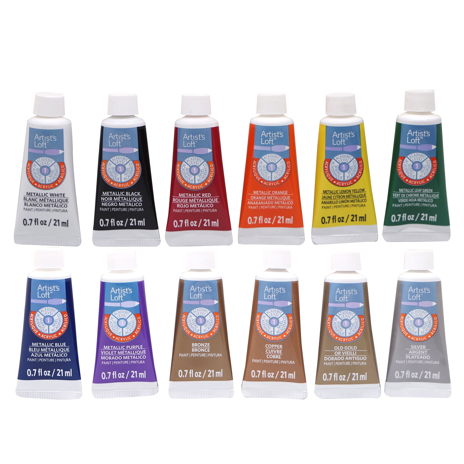 Craft Pack Effect: Sparkly Metal 12 Color Metallic Acrylic Paint Set by ...