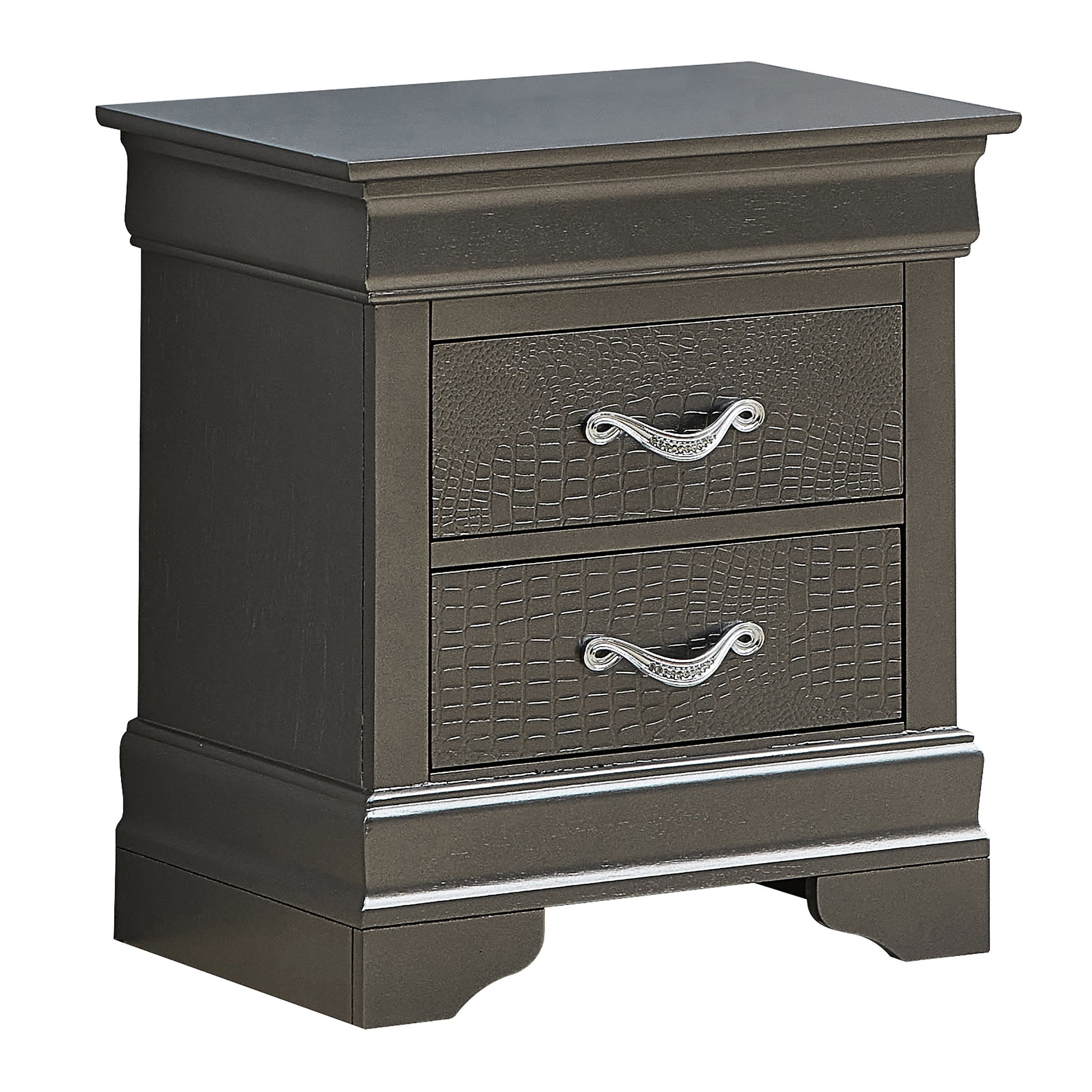 Metallic Black Nightstand With Drawer Storage Spaces - 24"h X 21"w 16"d ...