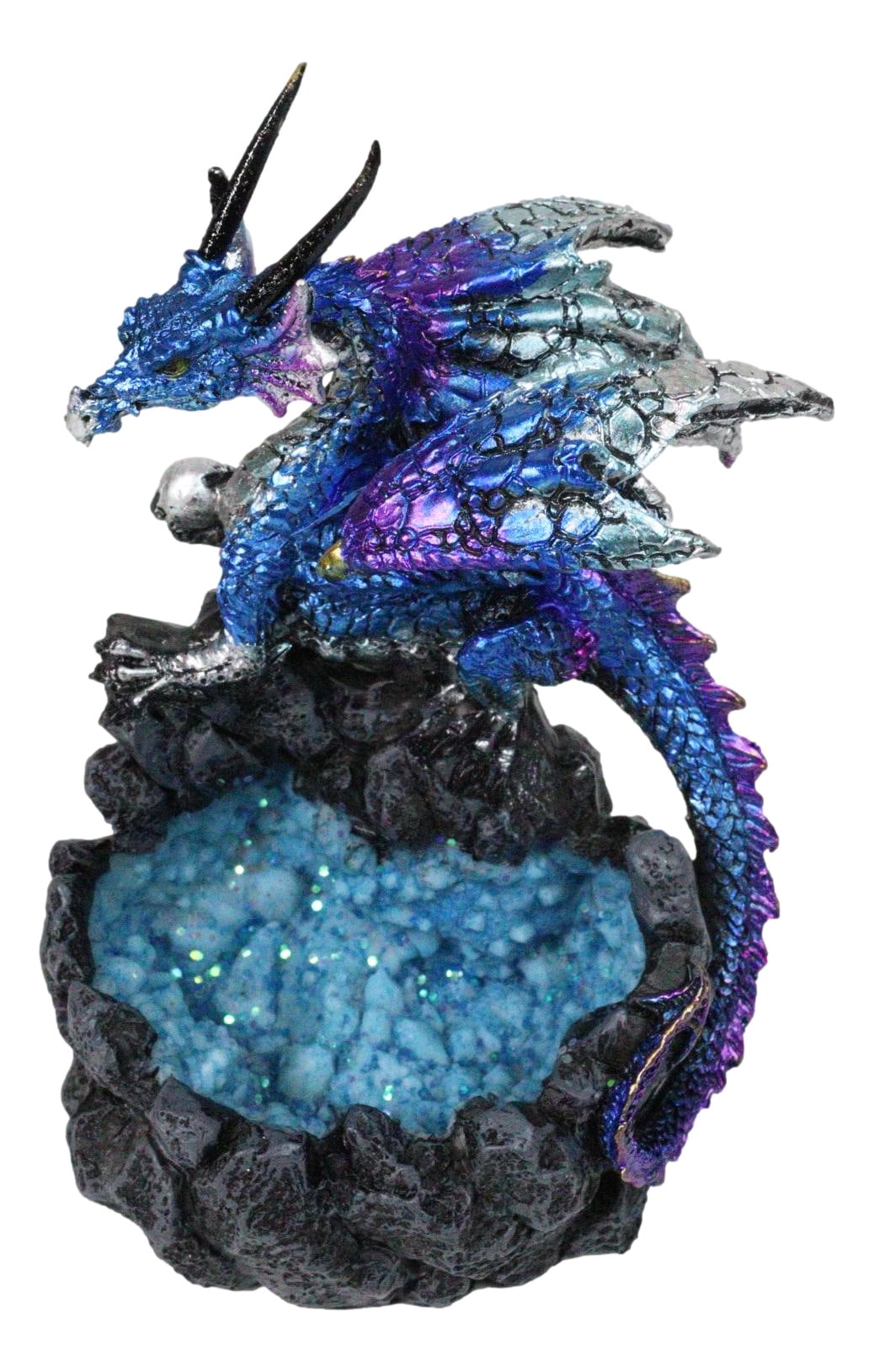 Metallic Blue Dragon with Purple Spikes Guarding Quartz Crystal Quarry ...