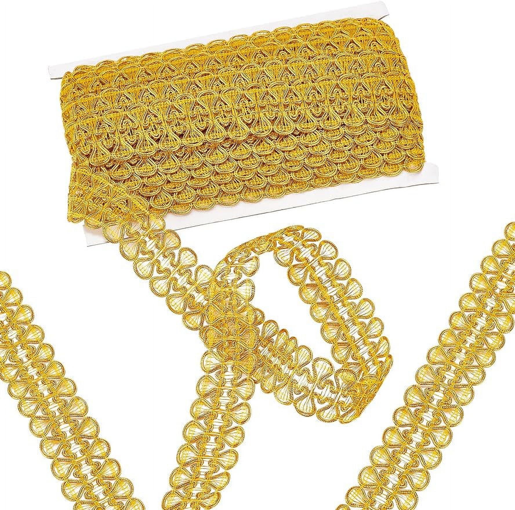 Metallic Braid Trim Golden Centipede Lace Ribbon 13 Yards Woven Gimp ...