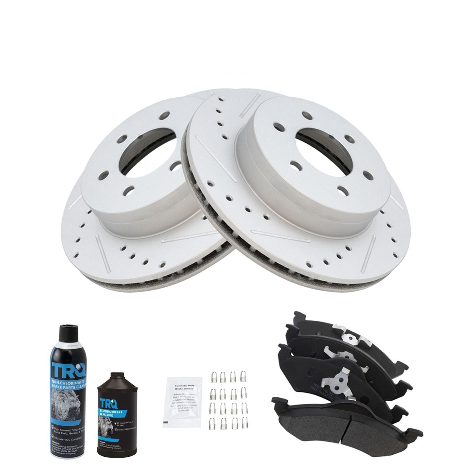 Metallic Brake Pad & Premium Brake Rotor Front Kit w/Cleaning Chemicals ...