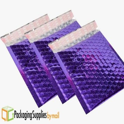 Metallic Bubble Mailers, Purple Color Shipping Mailing Padded Envelopes ...