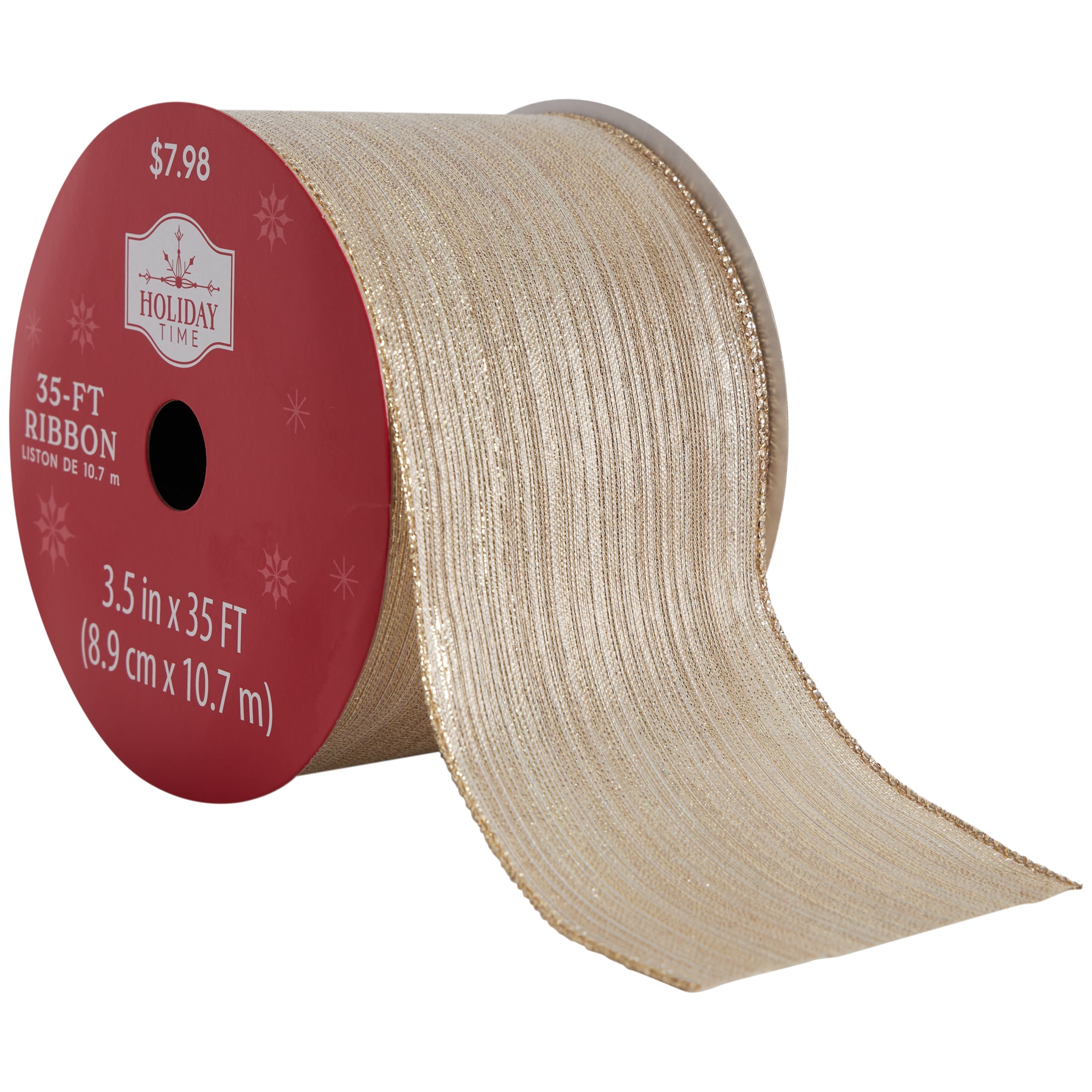Metallic Champagne Gold Ribbon, 35 ft, by Holiday Time - Walmart.com