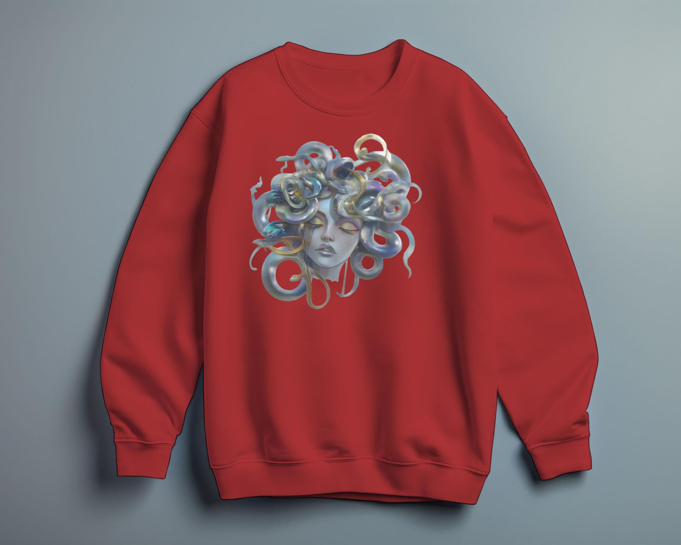 Metallic Chrome Y2K Gorgon Mythology Shirt, Greek Fantasy Graphic Tee ...