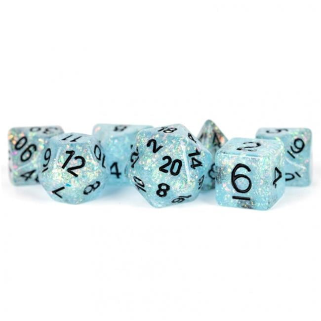 Metallic Dice Games Flash Dice, Blue with Black Numbers - Set of 7 ...