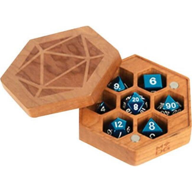 Metallic Dice Games LIC809 Wood Hexagonal Chest Dice Case, Cherry ...