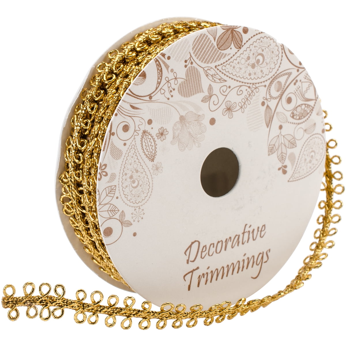 Metallic Double Loop Trim 3/8"X4ft-Gold, Pk 2, Decorative Trimmings ...