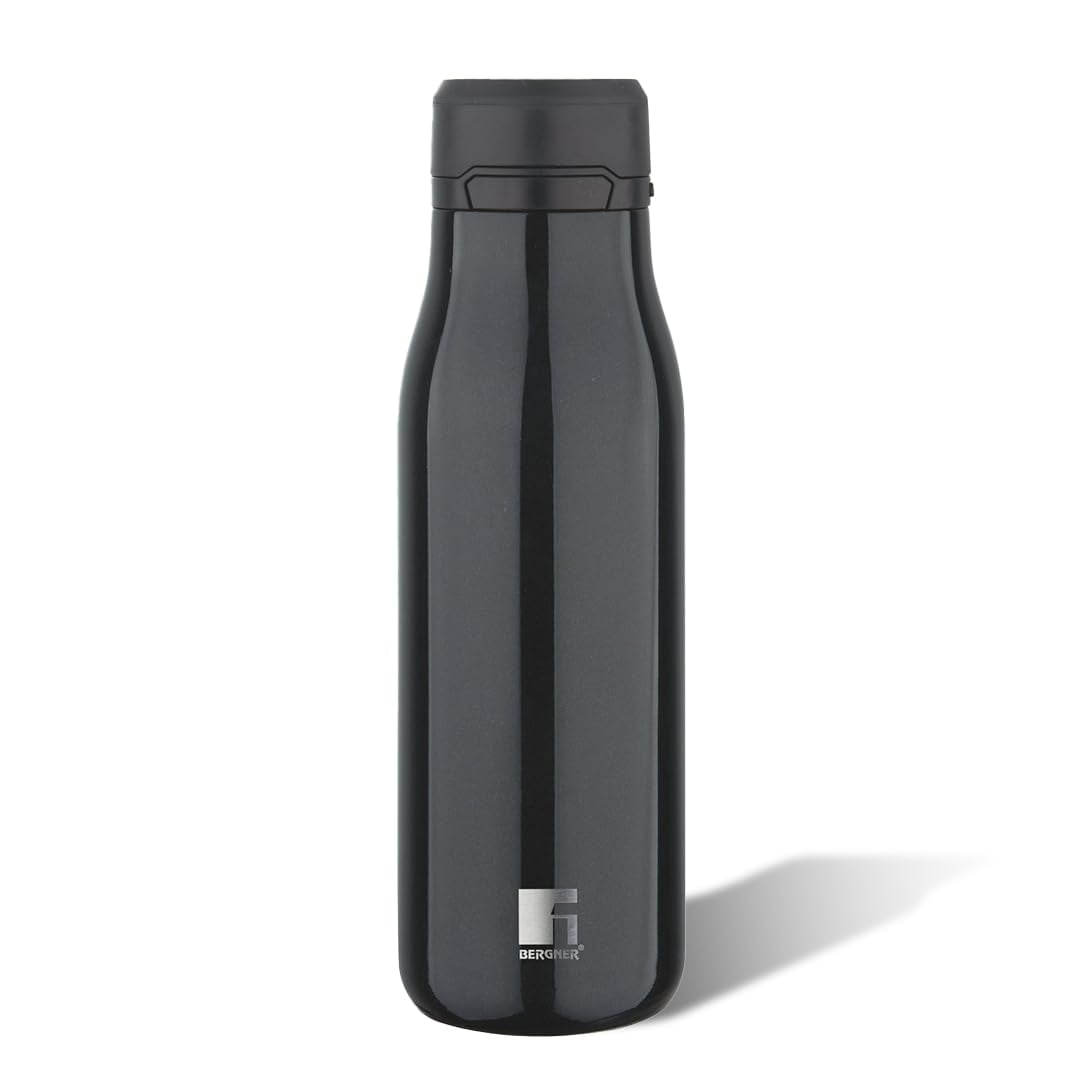 Metallic Ebony Thermo Steel Bottle Or Flask 500ml | Hot & Cold, Vacuum ...