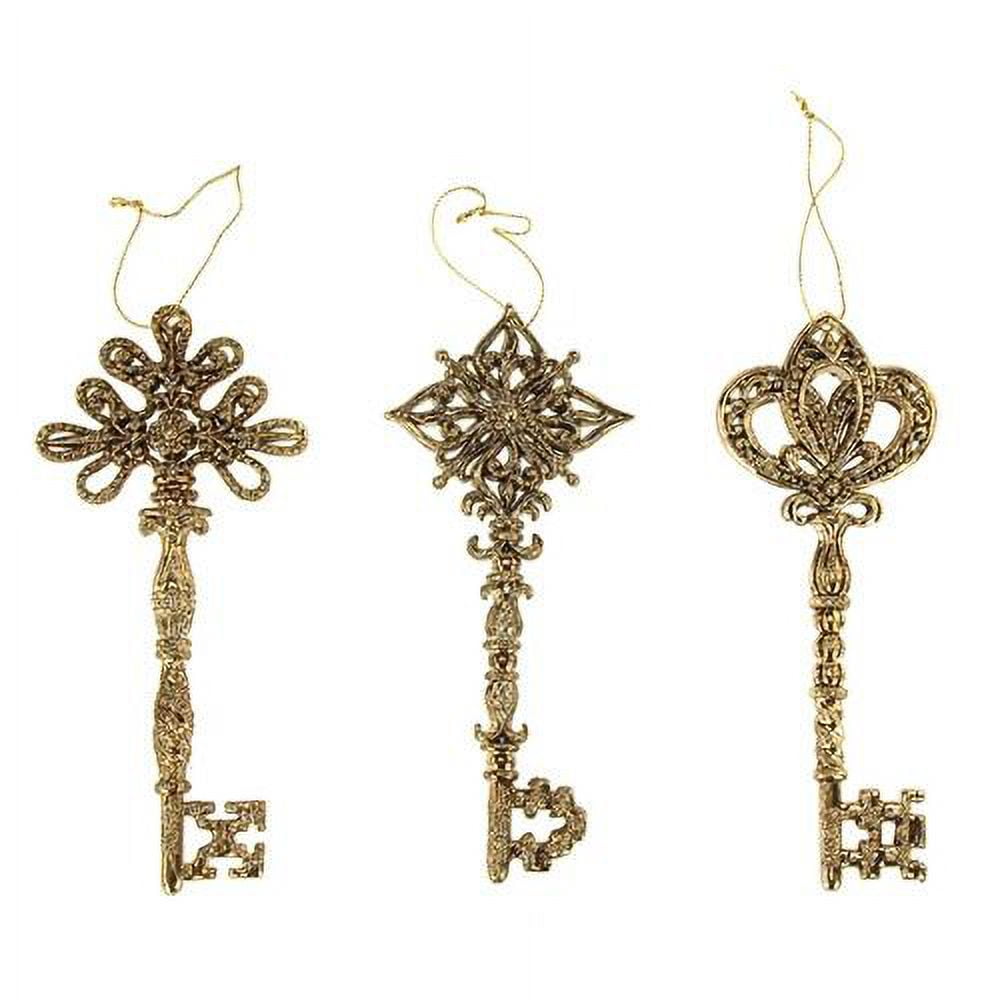 Metallic Electroplate Keys Christmas Ornaments, Gold, 6-Inch, 3-Piece ...