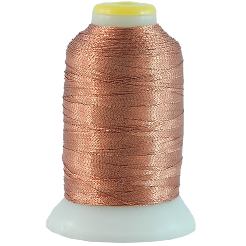 Metallic Embroidery Thread | No. L35 - Brass | 500 Meter Cones (550 ...