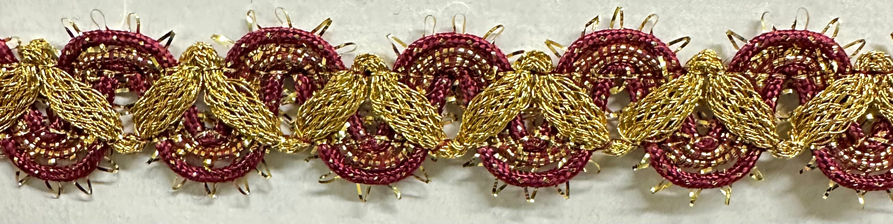 Metallic Fancy Scroll Trim 3/4"X10yd-Burgundy/Gold, Pk 10, Decorative ...