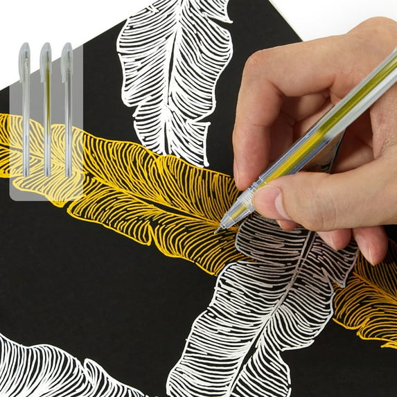 Metallic Fine-Point Highlighting Pen | Gold Silver White Inks | Precision 0.06mm Needle Tip ...