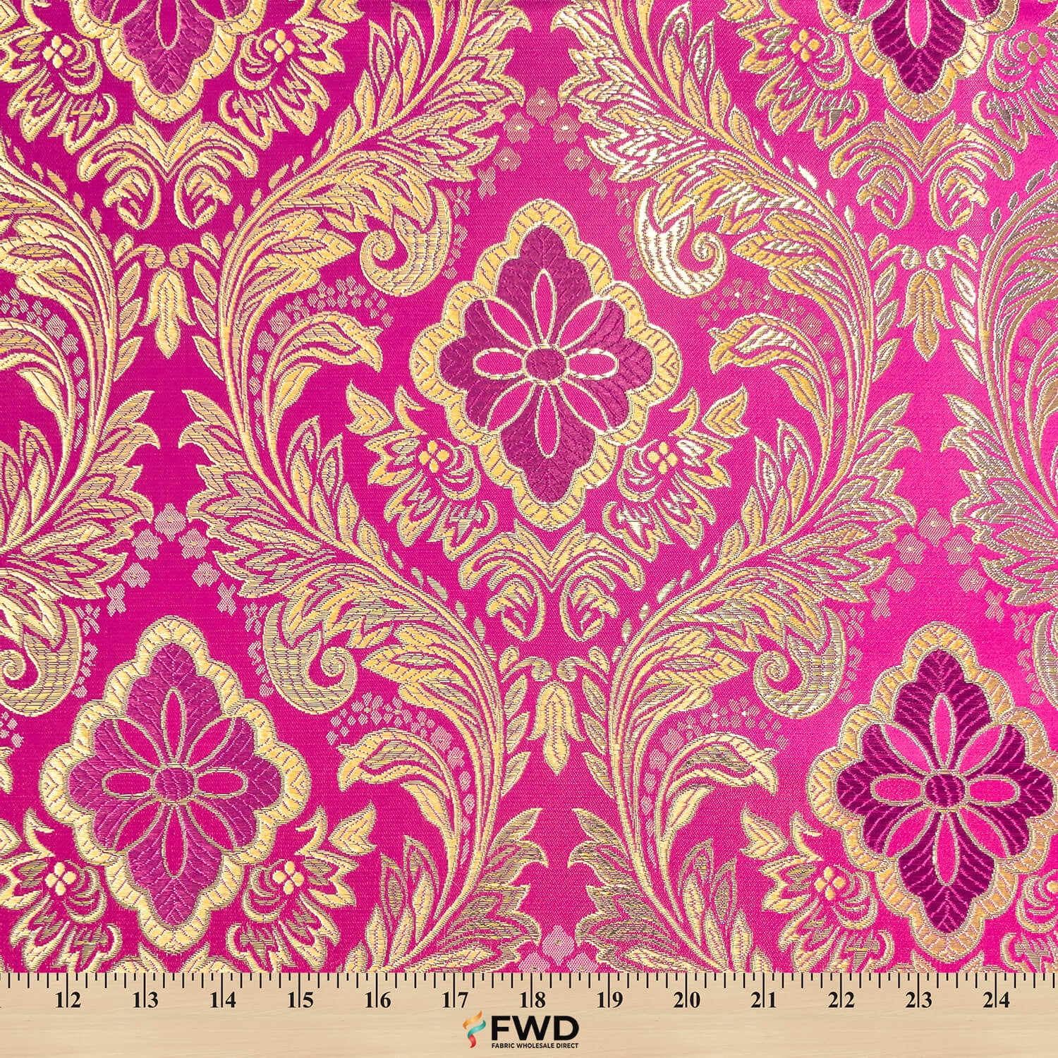 Metallic Floral Brocade Fabric 60 By Yard In Red Gold White Purple