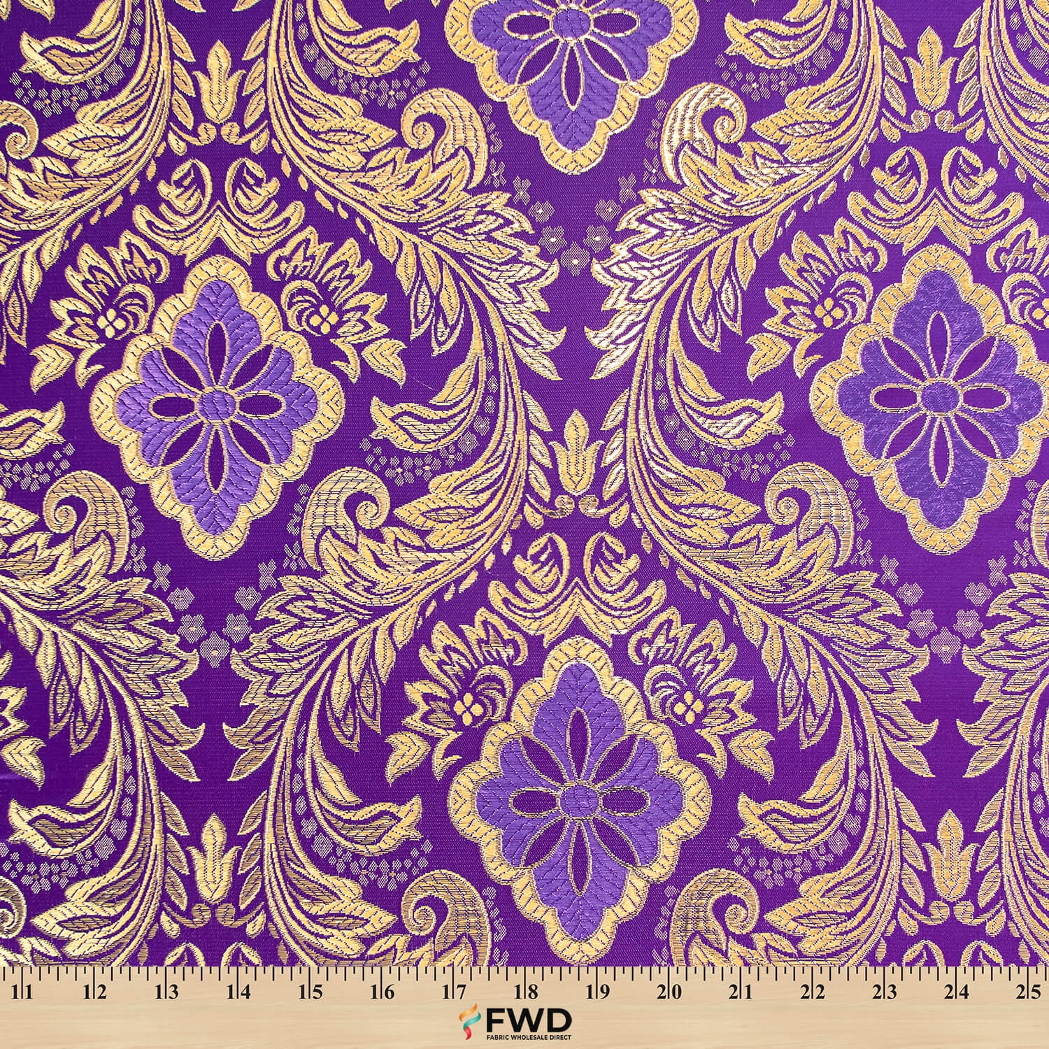 Metallic Floral Brocade Fabric 60 By Yard In Red Gold White Purple