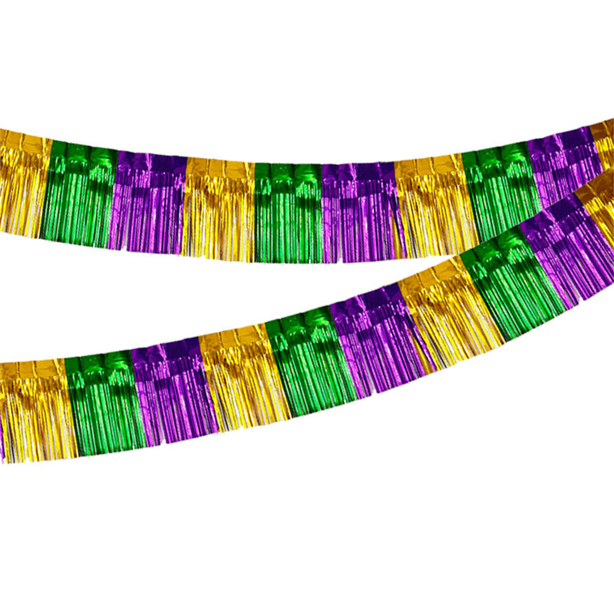 Metallic Foil Fringe Garland Green Gold Purple Wall Hanging Tinsel ...