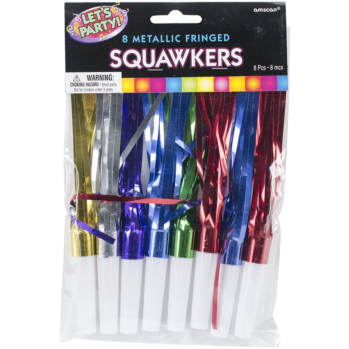 Metallic Fringe Squawkers 8/Pkg-Assorted Colors, Pk 6, Amscan - Walmart.com