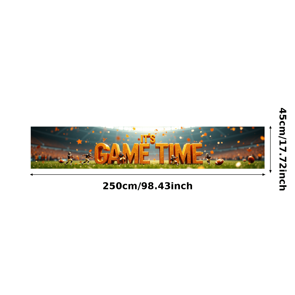 Metallic Game Time Banner, Sports Themed Backdrop Decor for Stadium ...