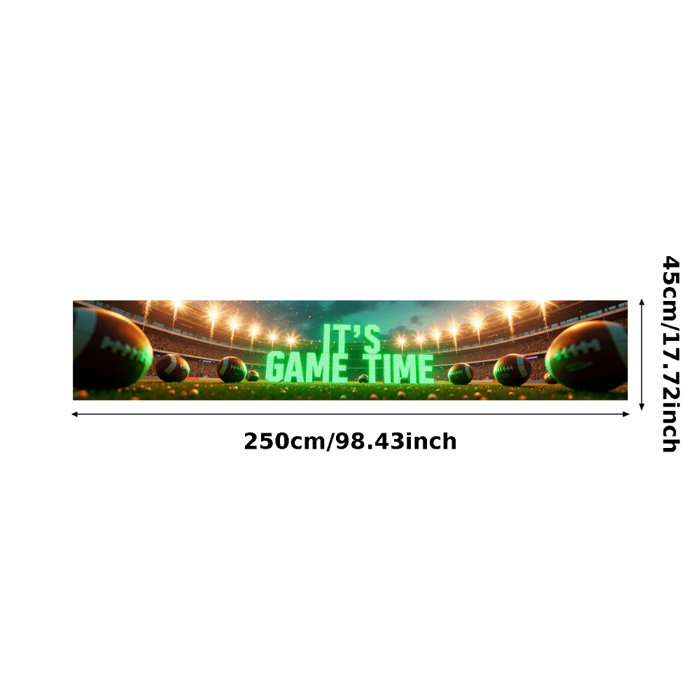 Metallic Game Time Banner, Sports Themed Backdrop Decor for Stadium ...