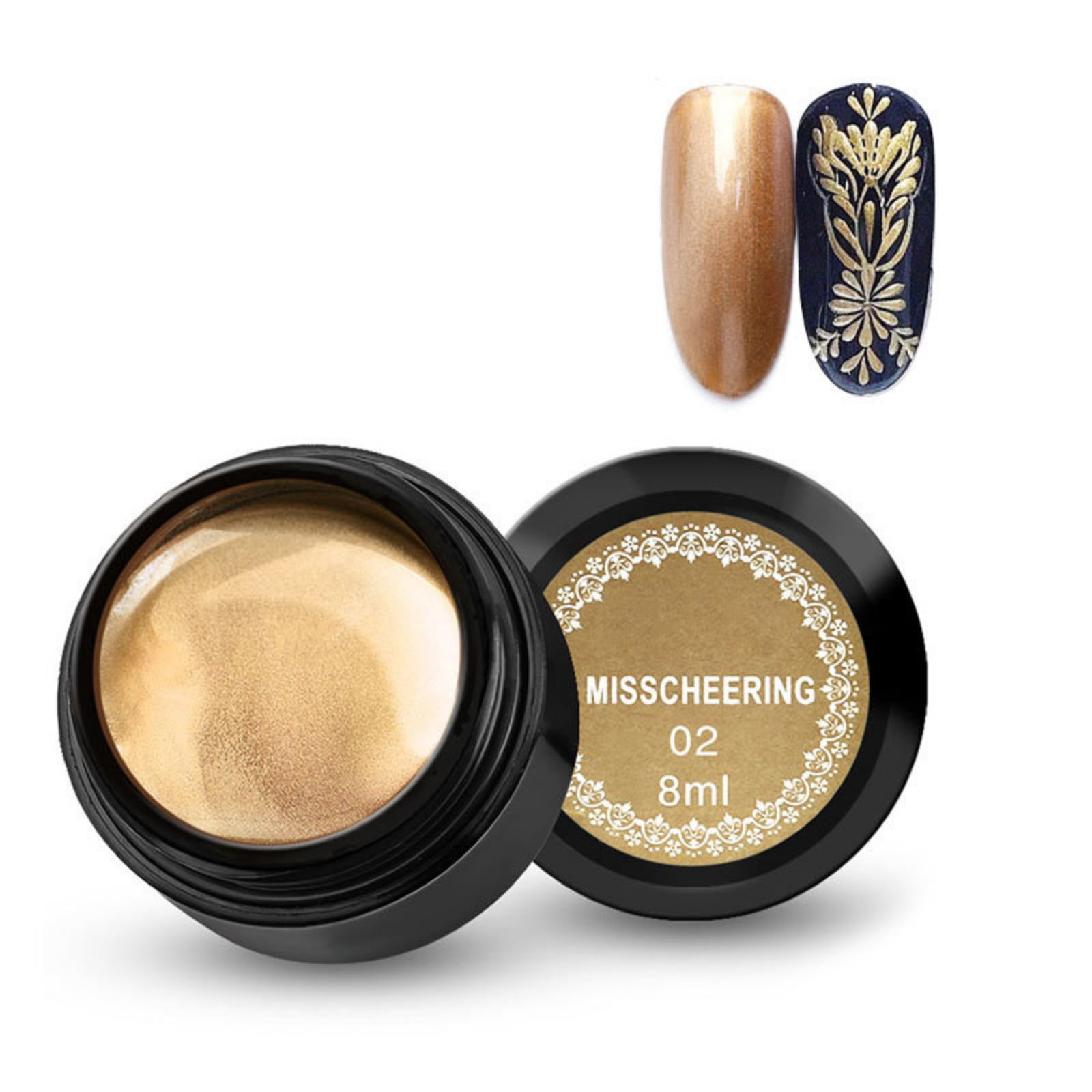 Metallic Gel Nail Polish, 3D Metal Painting Gel Drawing Mirror Nail Gel ...