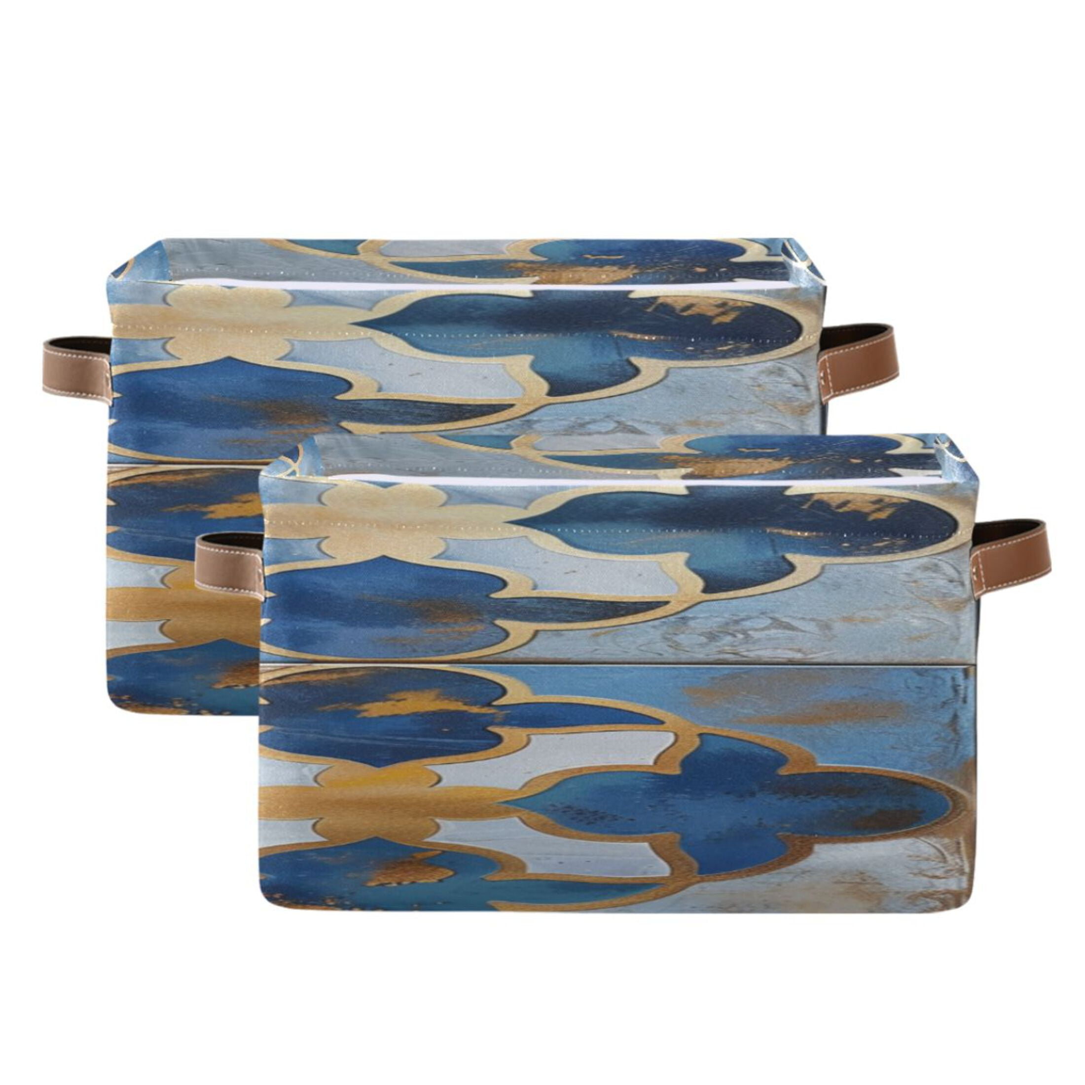 Metallic Geo Moroccan Abstract Art Square Storage Bins with Handles ...