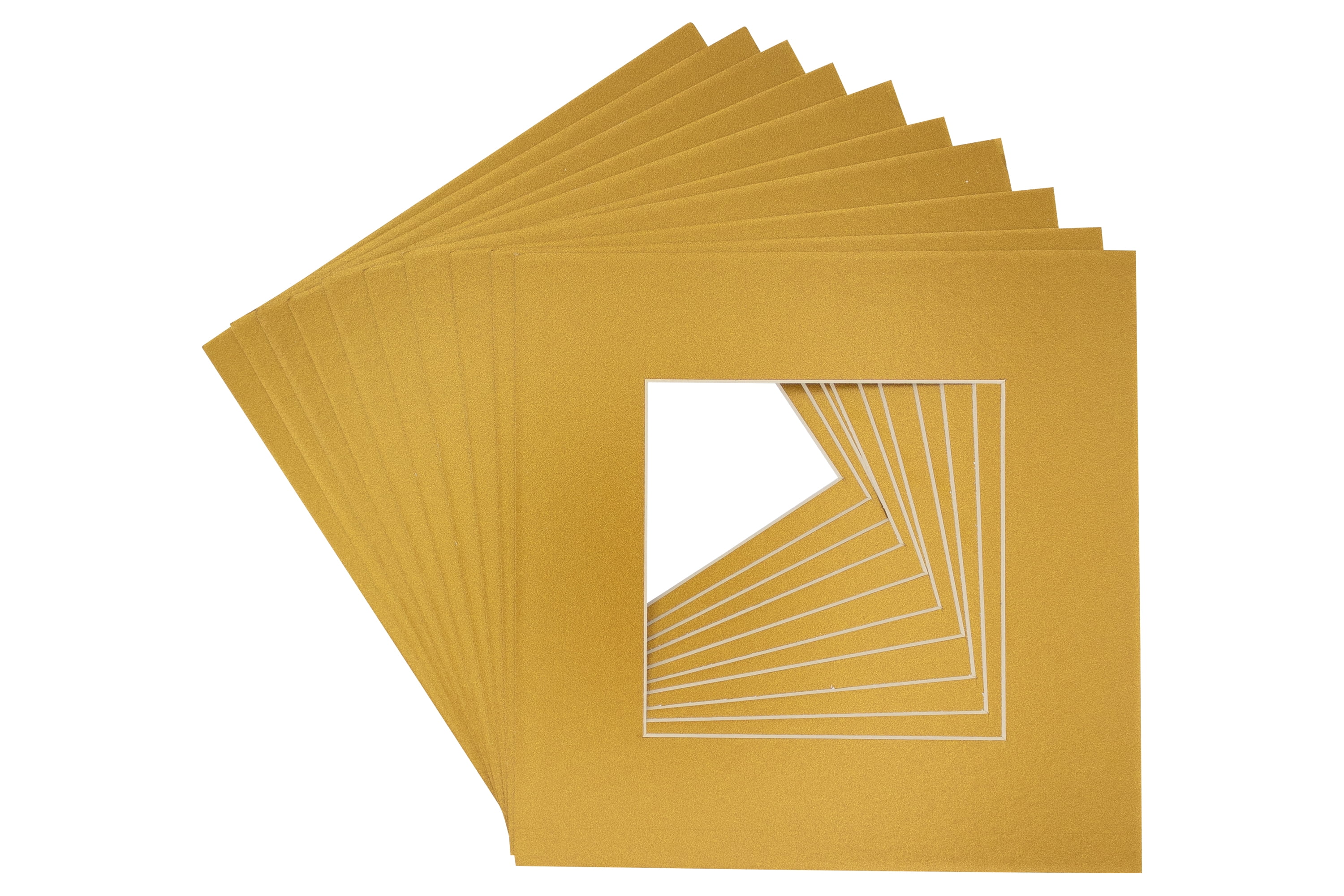 Metallic Gold Acid Free 7x7 Square Picture Frame Mat with White Core ...