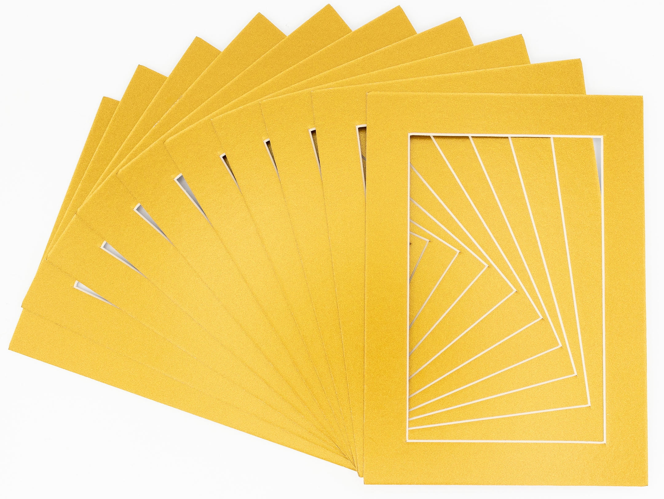 Metallic Gold Acid Free 8x10 Picture Frame Mats with White Core Bevel ...