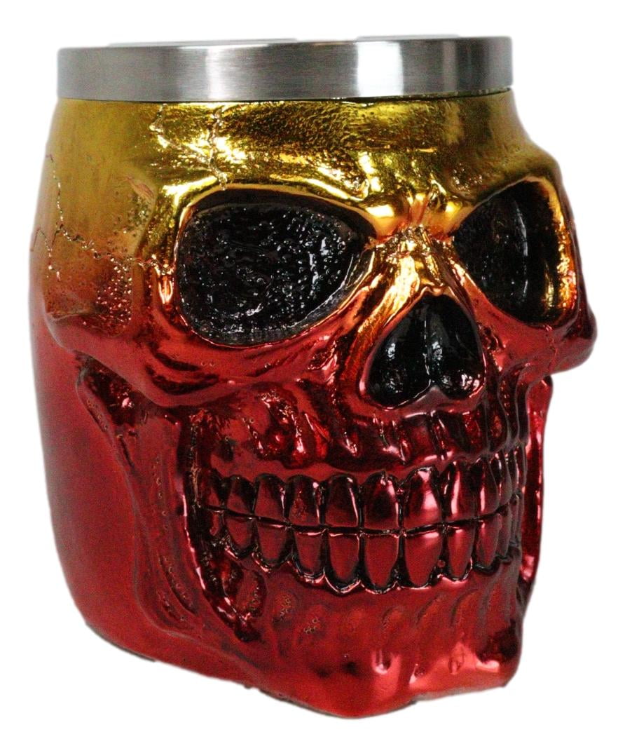 Metallic Gold And Red Alien UFO Jointed Skull Grinning Coffee Mug ...