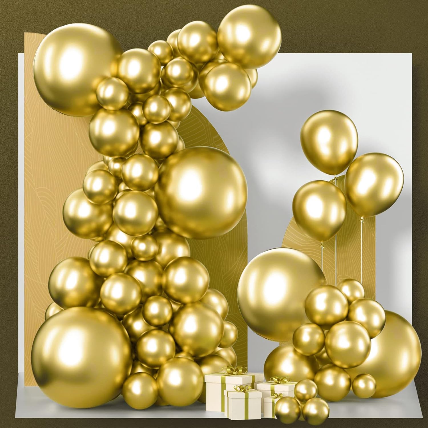 Metallic Gold Balloons, 140 pcs Gold Metallic Balloons Different Sizes ...