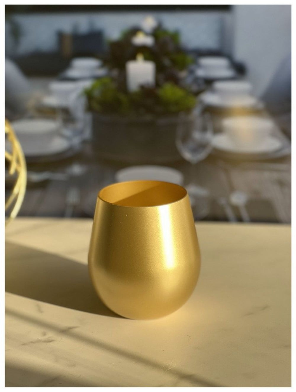 Metallic Gold Color Plastic Wine Glasses Set of 4 (18oz), BPA-Free ...