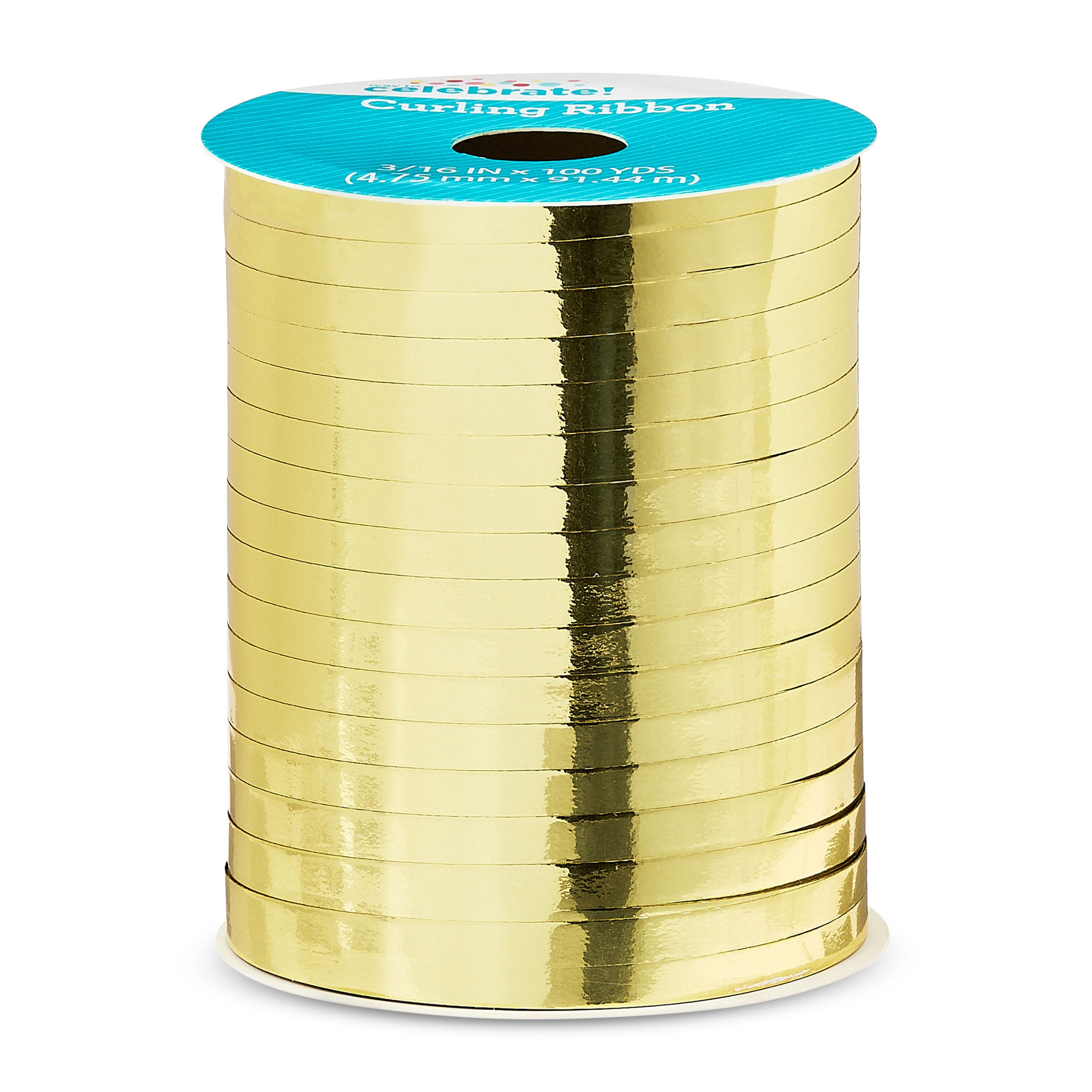 Way To Celebrate Metallic Gold Curling Ribbon, 100 yds, Gift Wrapping ...