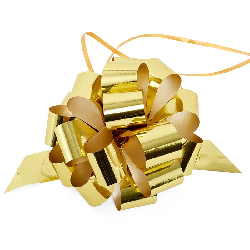 Metallic Gold Pull String Bow 5" | Quantity: 50 Width 1 1/4" by Paper ...