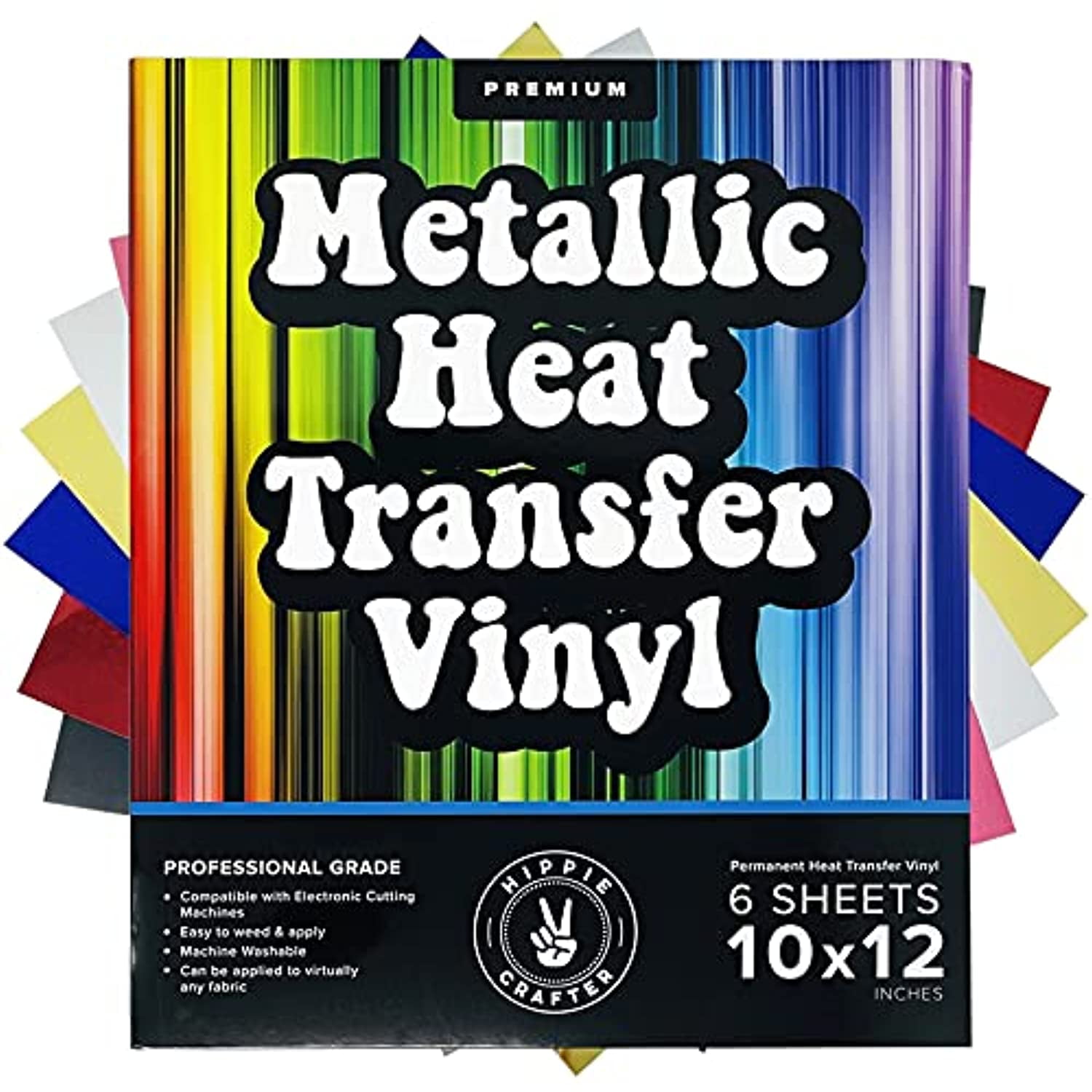 Metallic Heat Transfer Vinyl Sheets Permanent Foil Adhesive HTV Chrome ...