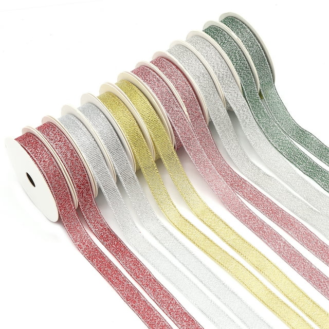 Metallic Holiday Christmas Ribbon for Gift Wrap and Crafts, 6 Colors, 3 ...