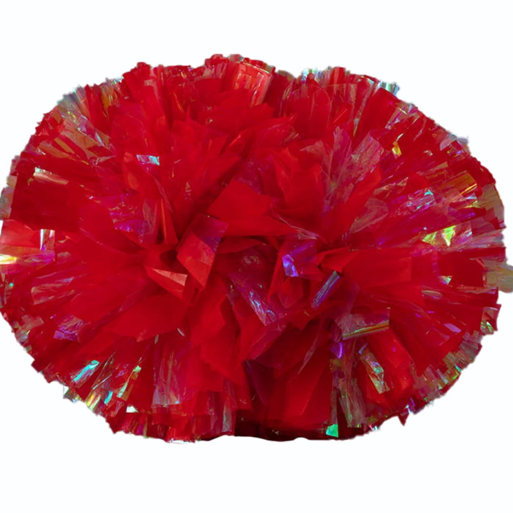 Metallic Holographic Cheerleader Pom Poms with Baton Handle ...