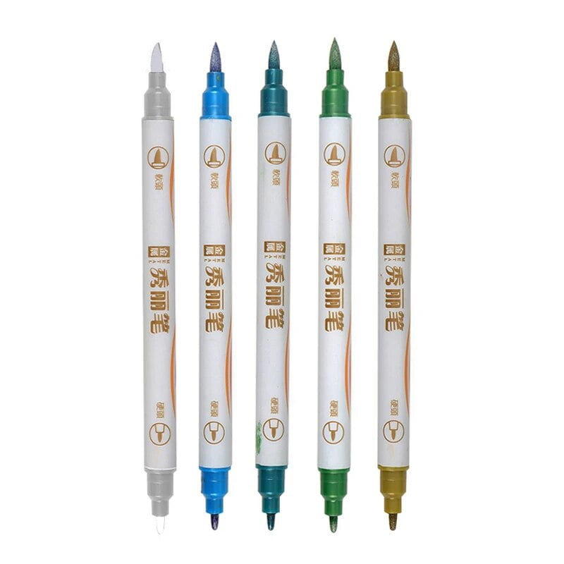 Metallic Marker Pen Set Gold Silver White Colors Brush Pen Medium Point ...