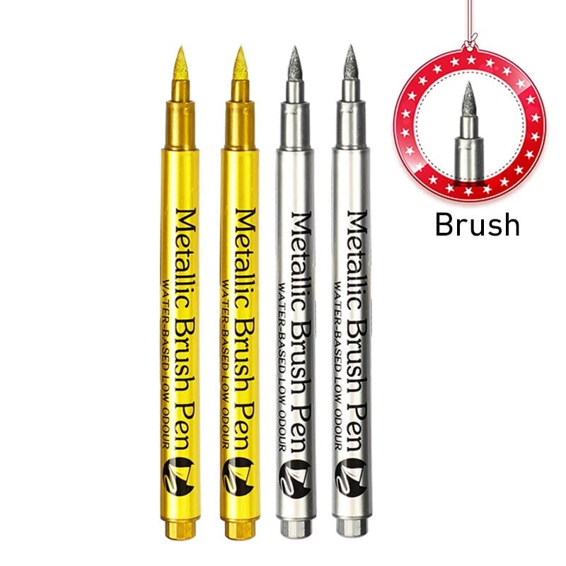 Metallic Marker Pen Set Gold Silver White Colors Brush Pen Medium Point ...